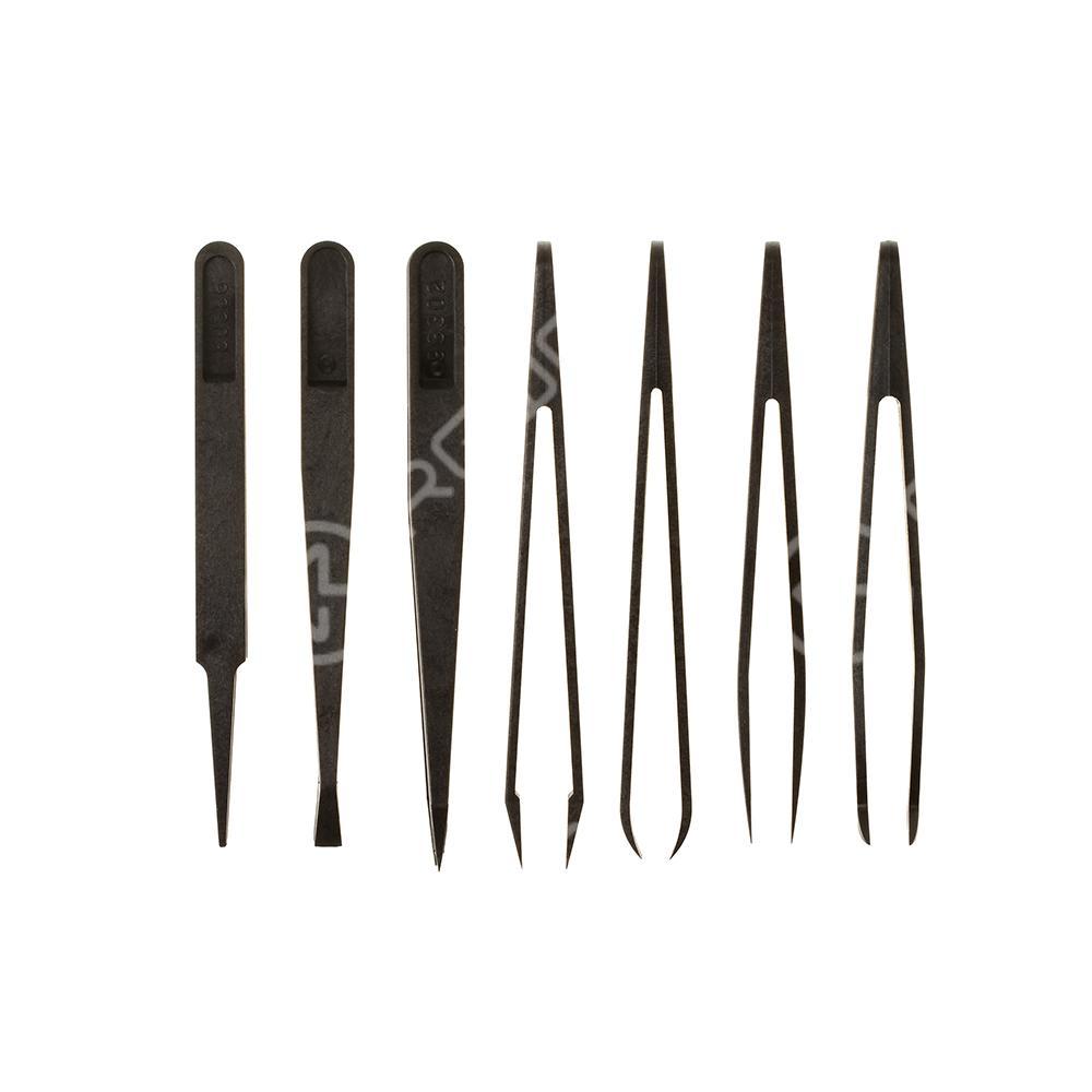 Anti-static Plastic Tweezers Kits For PCB Repair - Black - OEM NEW